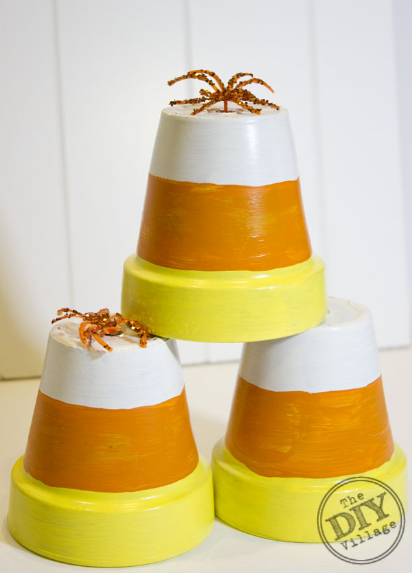Halloween candy corn Terra cotta pots
